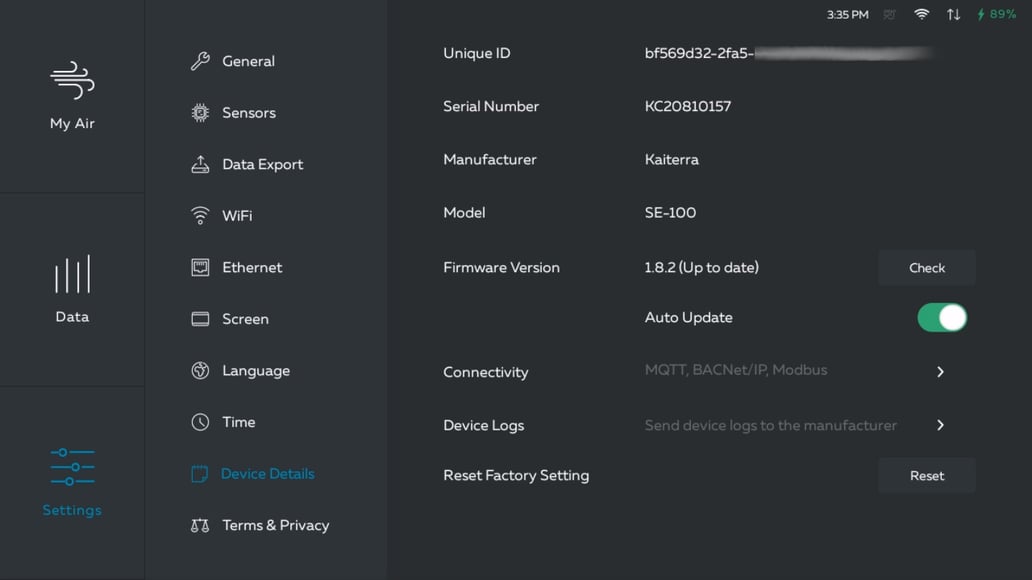 Where can I find the UDID of the Sensedge?